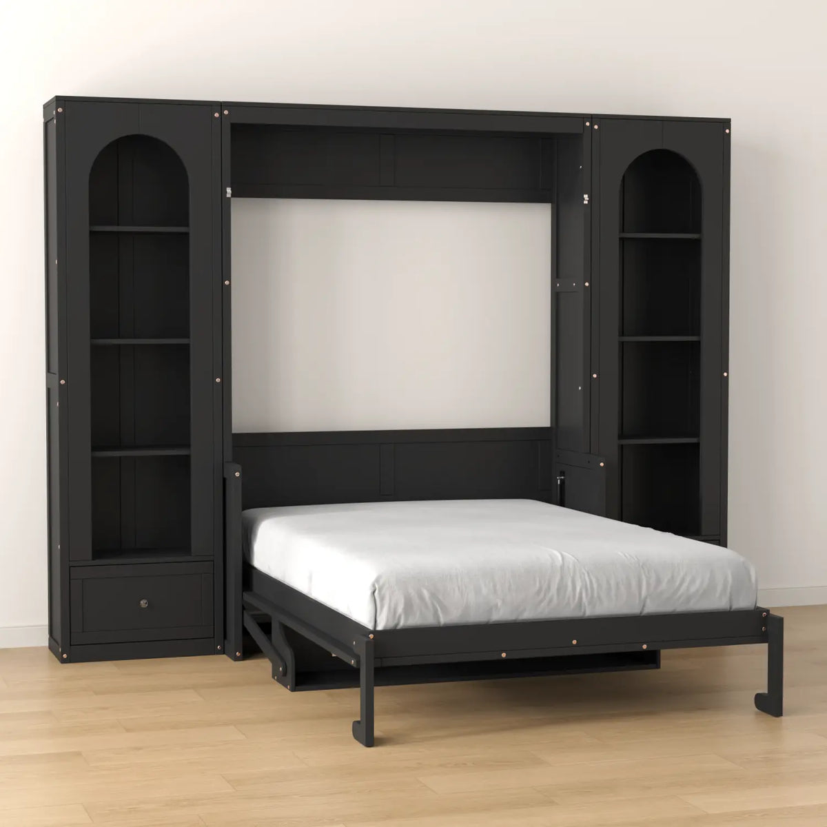 88"H Queen Size Murphy Platform Bed with Shelf – Yechen Home Furniture